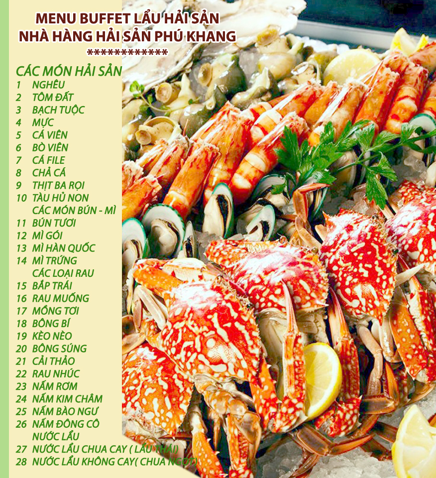 Buffet Lẩu Hải Sản Buổi Trưa Ăn Thoải Mái Tại NH Phú Khang